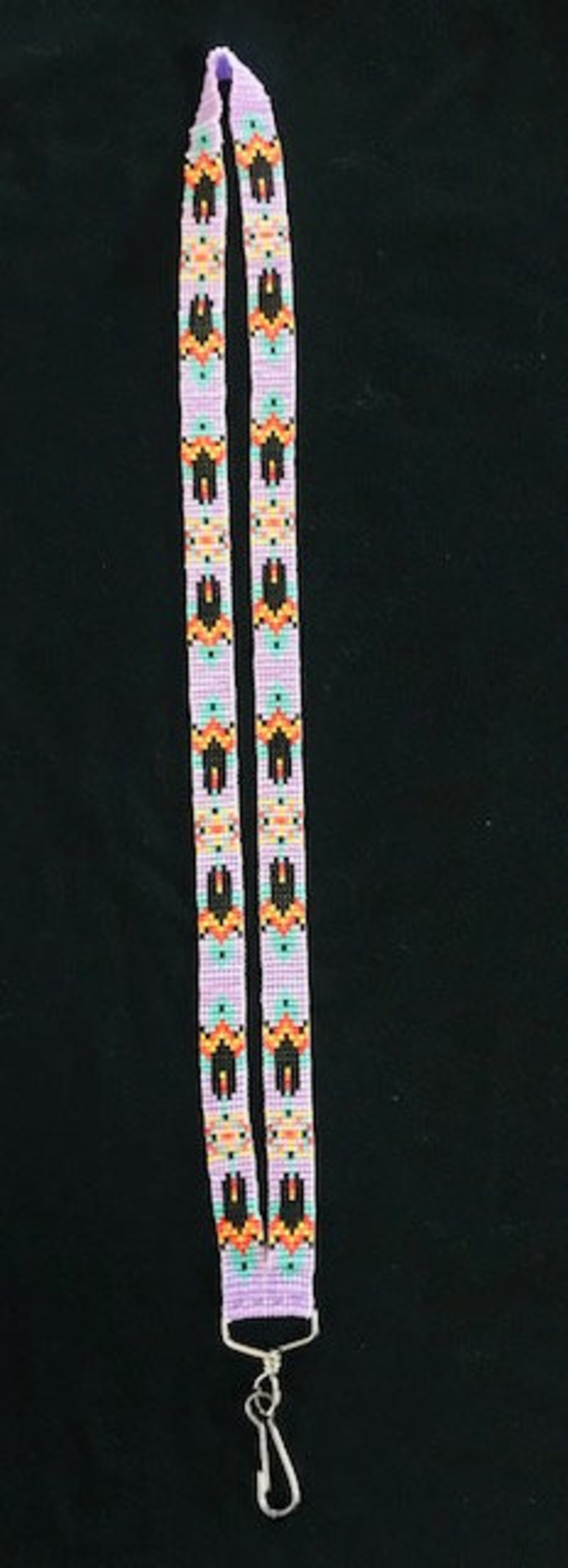 Beaded Lanyard in Southwest Design for I.D. or Keys Bright Colors ...