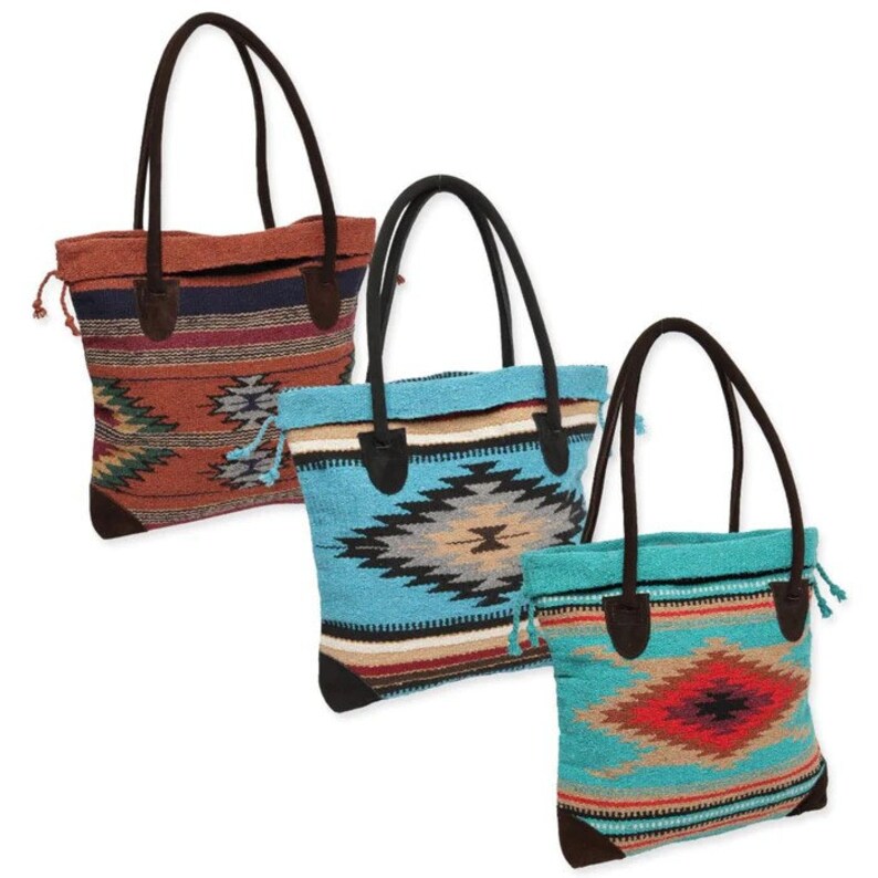 Monterey Tote Bag/purse Southwest Design Suede Handles-large Hand Bag ...