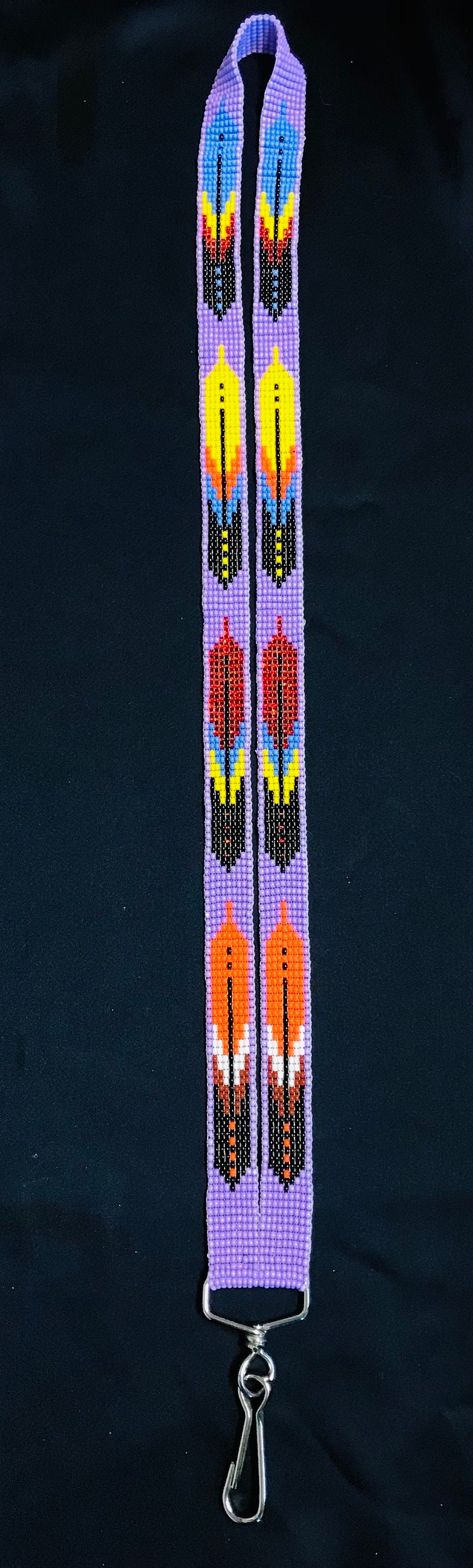 Beaded Lanyard in Southwest Design for I.D. or Keys Bright Colors ...