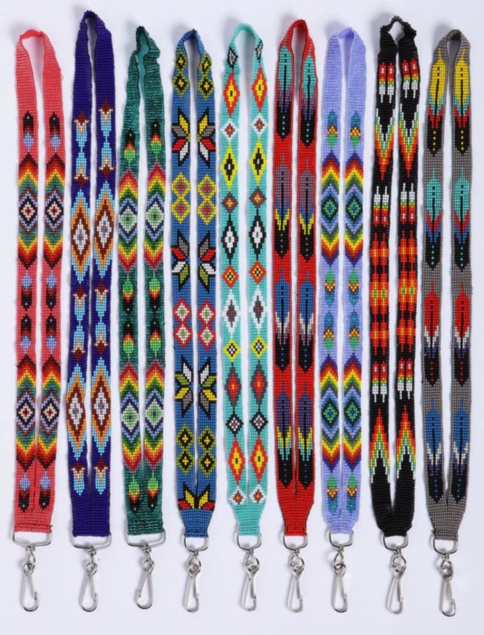 Beaded Lanyard in Southwest Design for I.D. or Keys Bright Colors ...