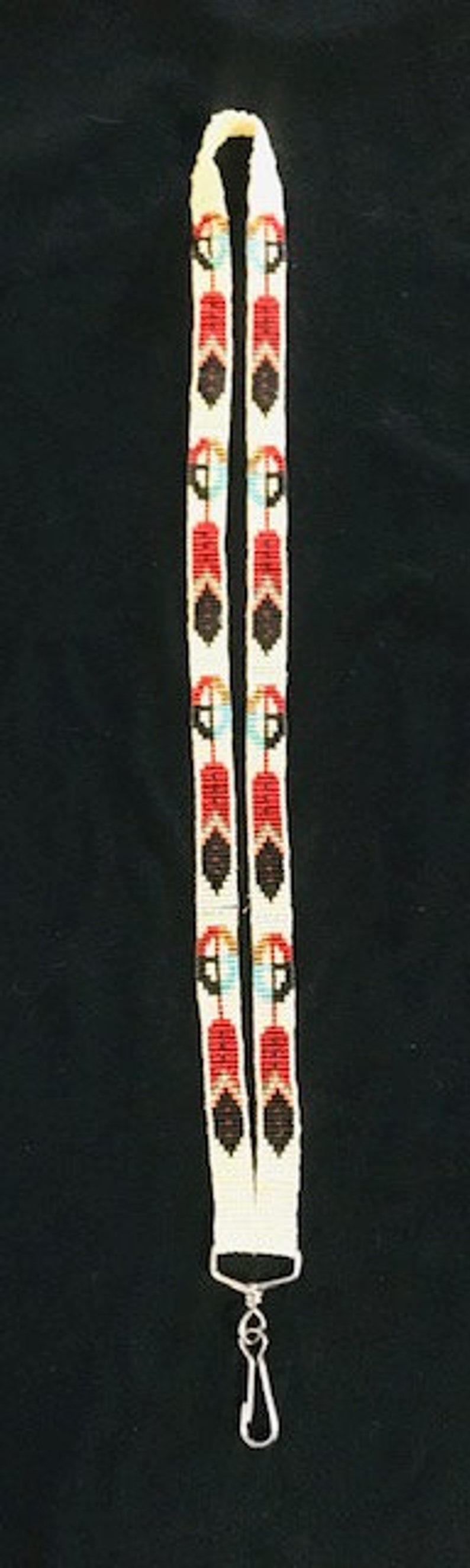 Beaded Lanyard in Southwest Design for I.D. or Keys Bright Colors ...