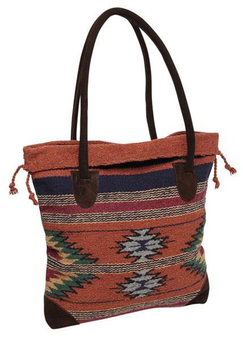 Monterey Tote Bag/purse Southwest Design Suede Handles-large Hand Bag ...