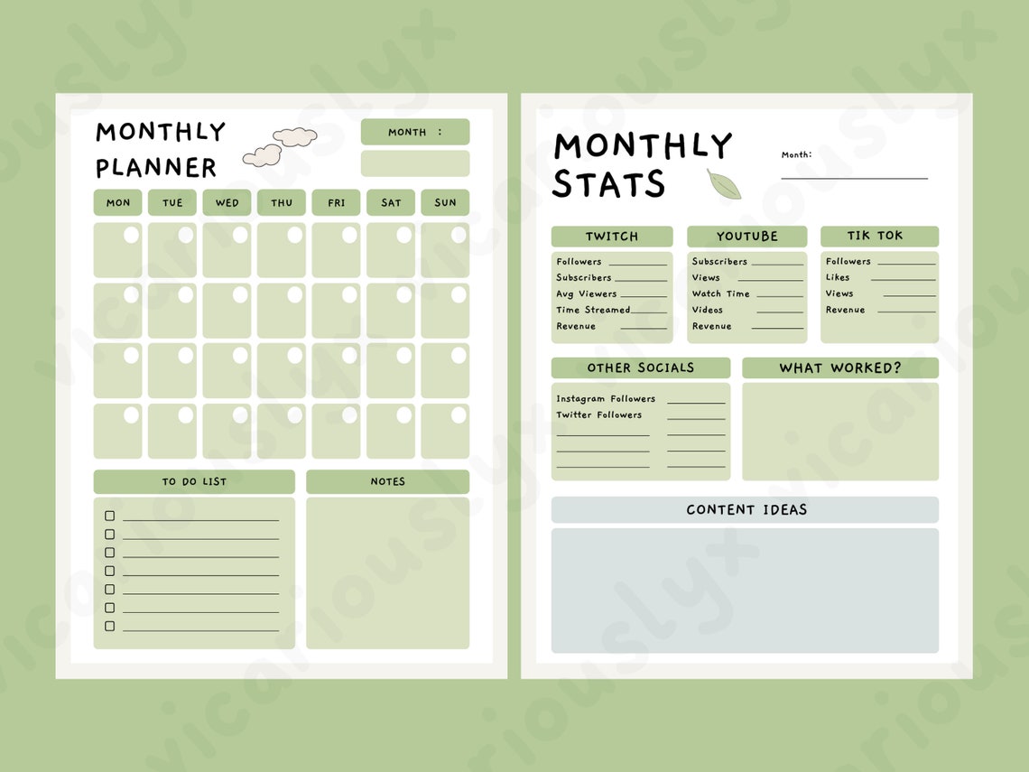 Floral Stream Planner / Digital Planner / Goodnotes Template / Twitch ...