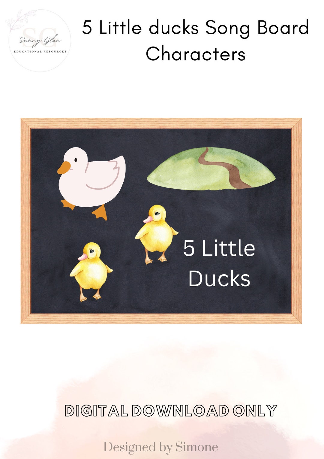 5 Little Ducks Song Board Characters 5 Little Ducks Nursery Rhyme 5 ...