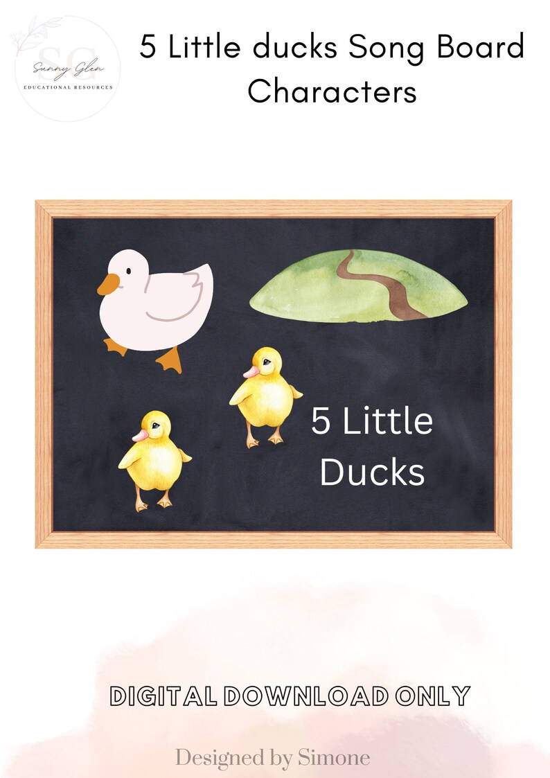 5 Little Ducks Song Board Characters 5 Little Ducks Nursery Rhyme 5 ...