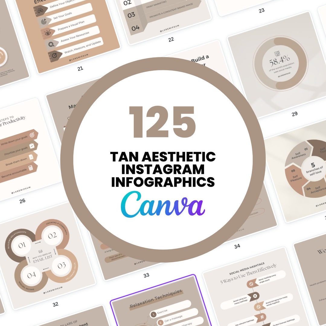 Tan Aesthetic Instagram Infographics Editable & Customizable Canva ...
