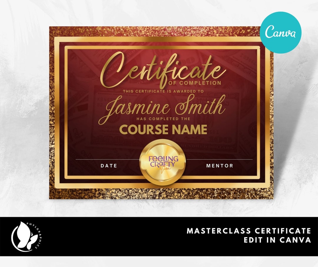 DIY Master Class Certificate Canva Template, Red Flyer, Money Flyer ...