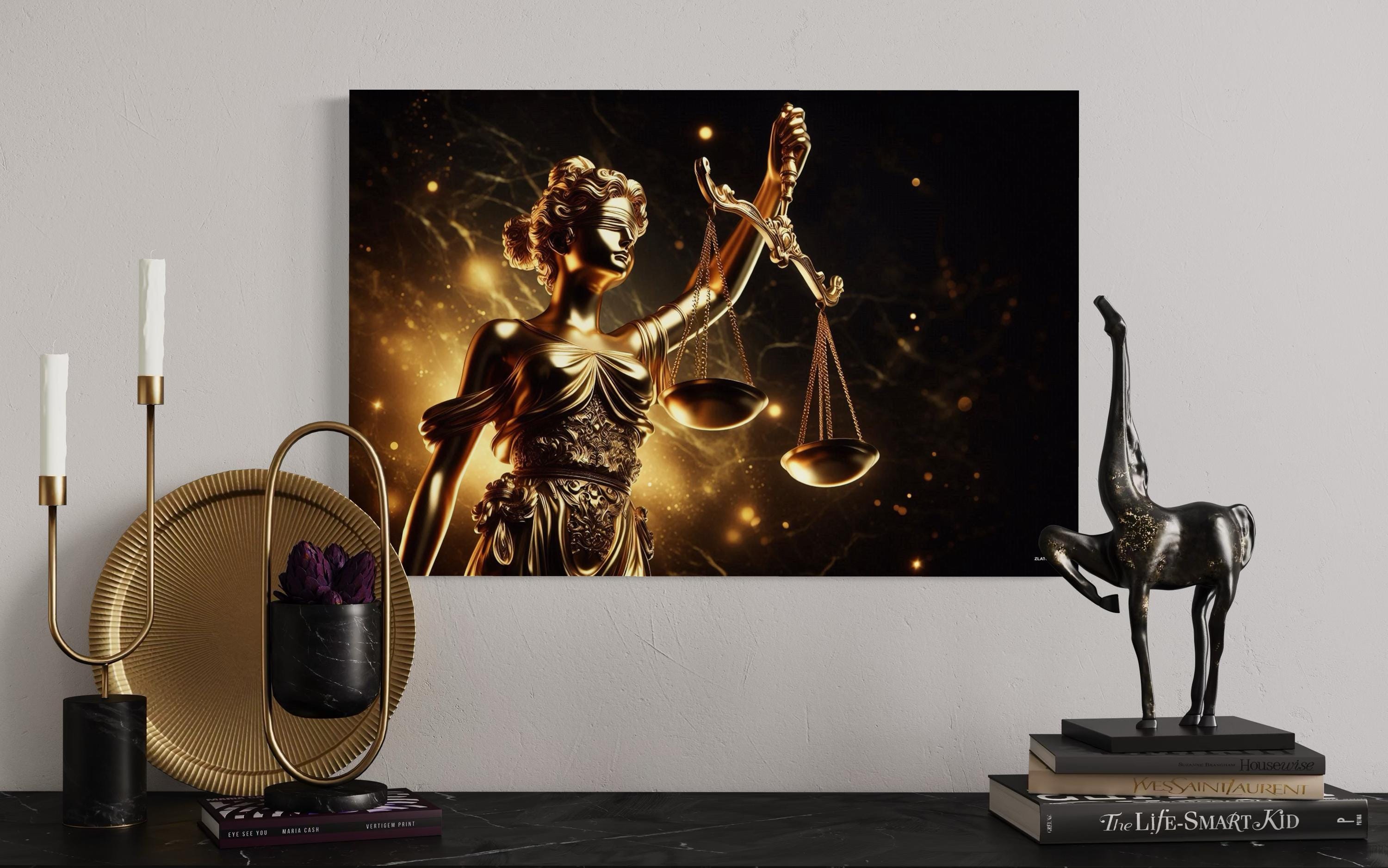 Blind Lady Justice Modern Canvas Print, Lawyer Home or Office Decor ...