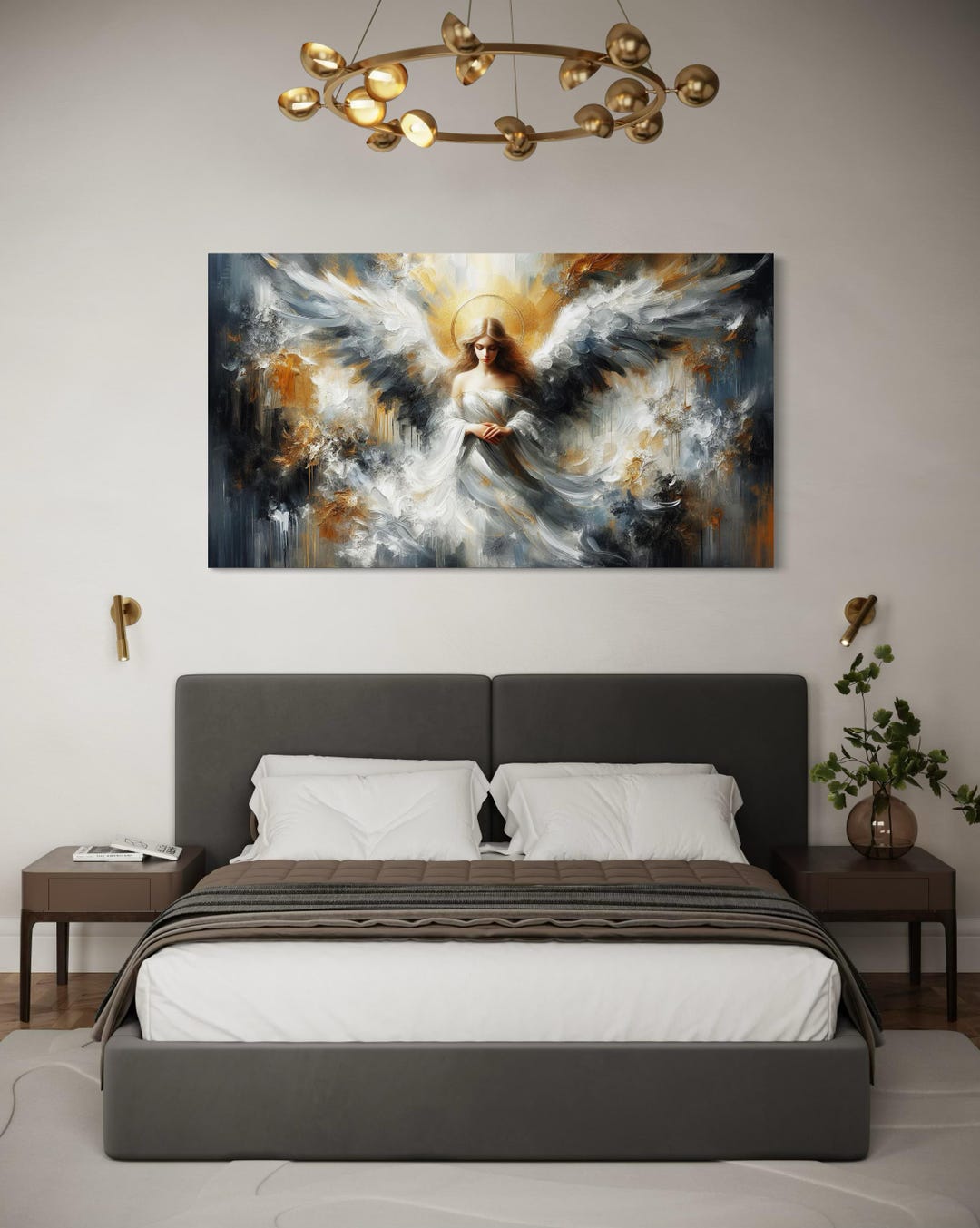 ANGEL CANVAS PRINT "the Gold Angel" Luxurious Wall Art, Divine ...