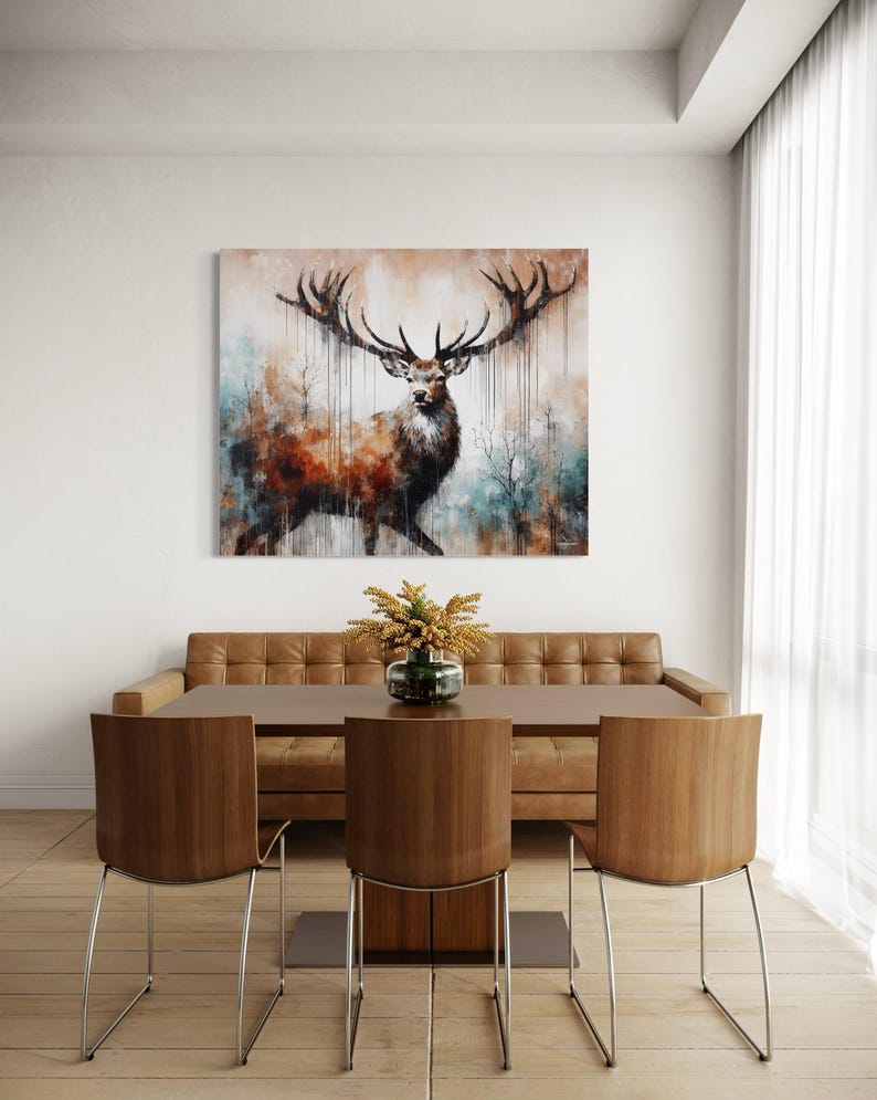 Abstract Deer Canvas Print: Modern Wildlife Wall Art - Etsy