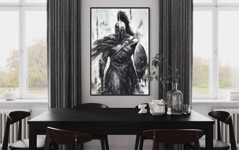 OIL PAINTING PRINT, Spartan, greek soldier as canvas print, hoplite in ...