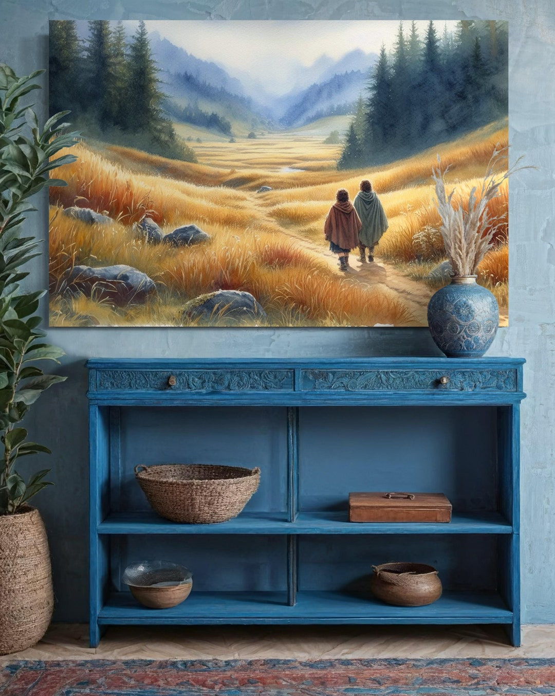 Frodo & Sam Leaving Shire Watercolour Wall Art - Lord of the Rings ...