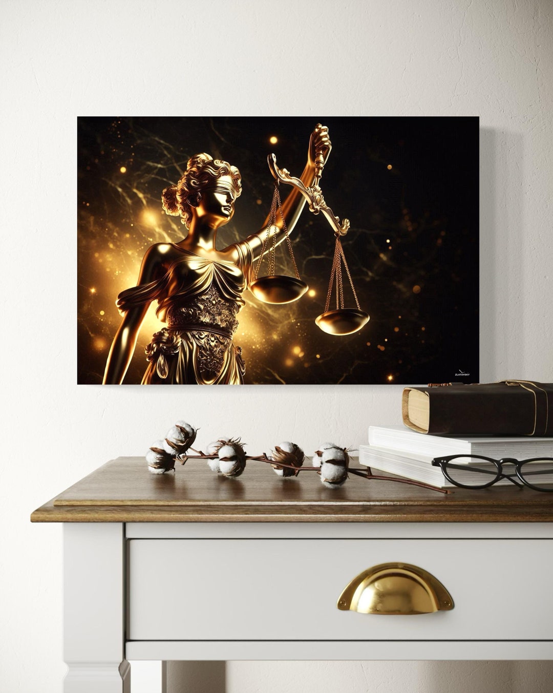 Blind Lady Justice Modern Canvas Print, Lawyer Home or Office Decor ...