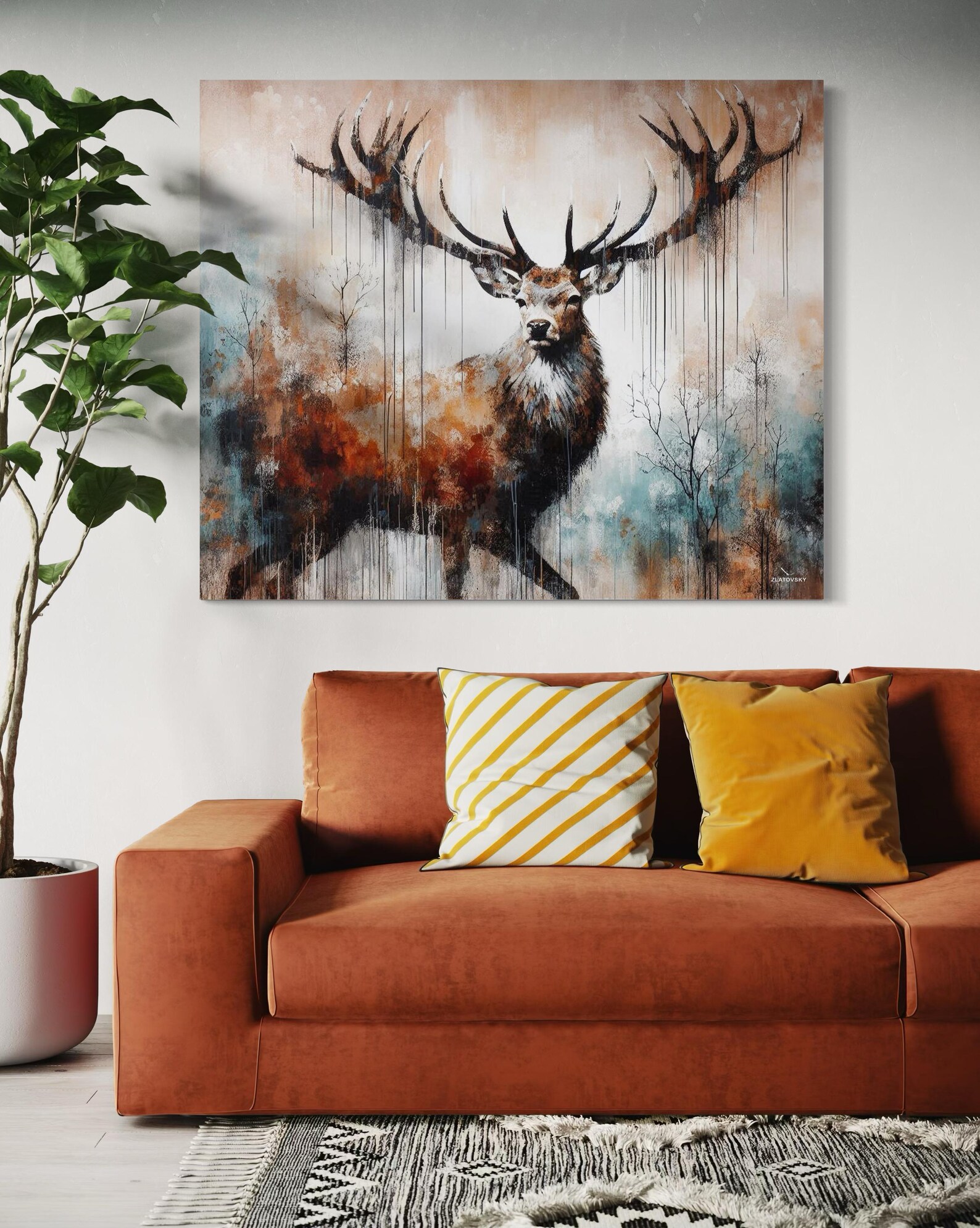 Abstract Deer Canvas Print: Modern Wildlife Wall Art - Etsy