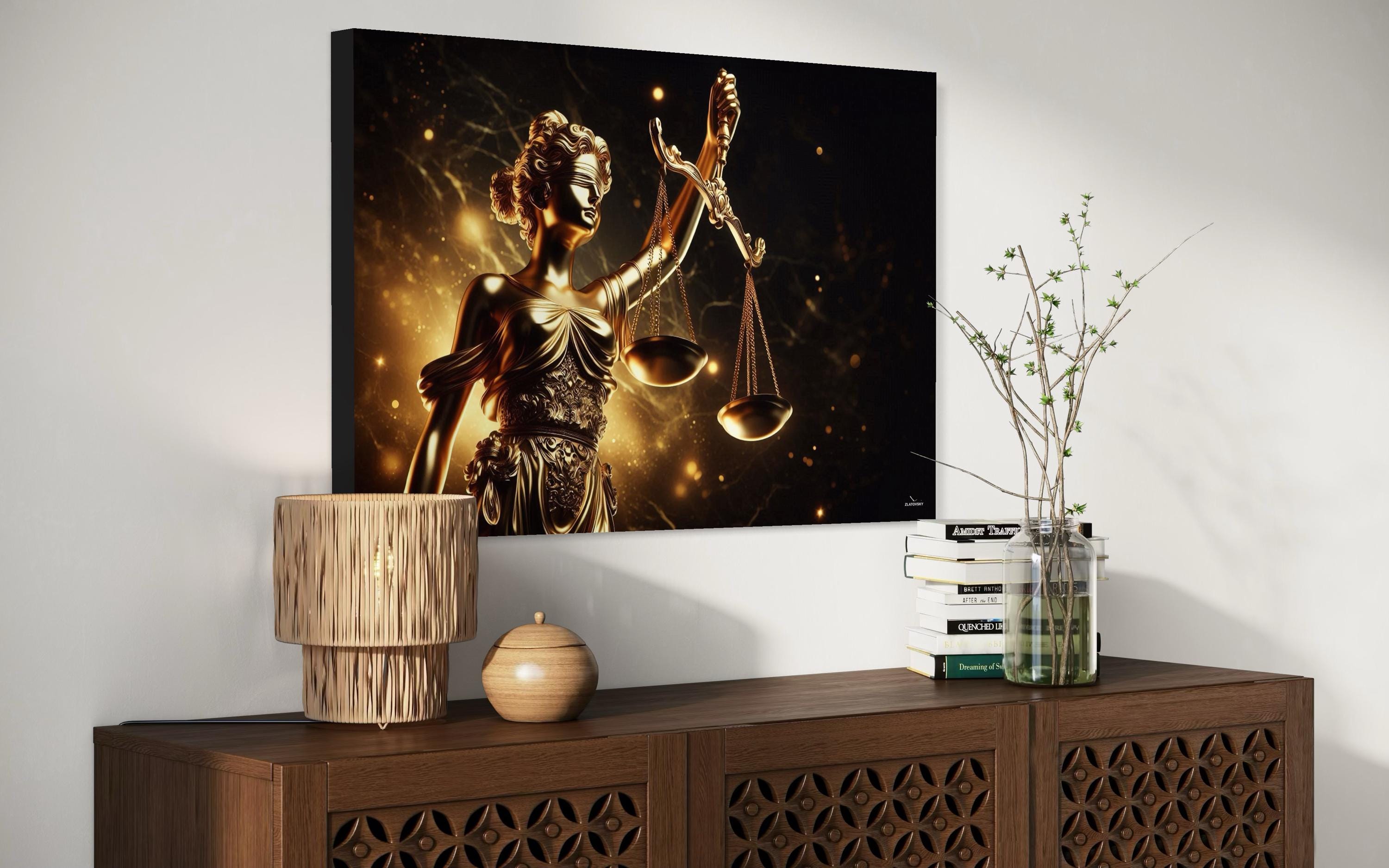 Blind Lady Justice Modern Canvas Print, Lawyer Home or Office Decor ...
