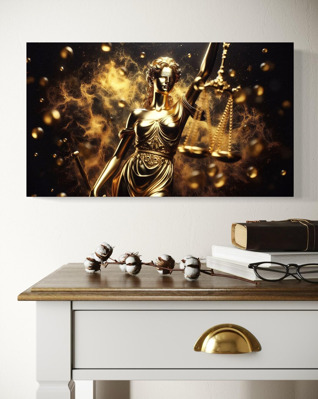 Modern Blind Lady Justice Canvas Print, Lawyer Home or Office Decor ...