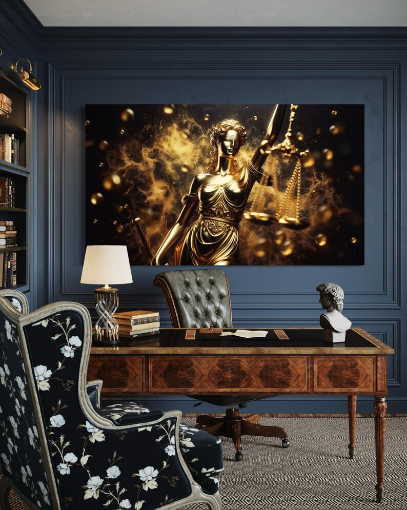 Modern Blind Lady Justice Canvas Print, Lawyer Home or Office Decor ...