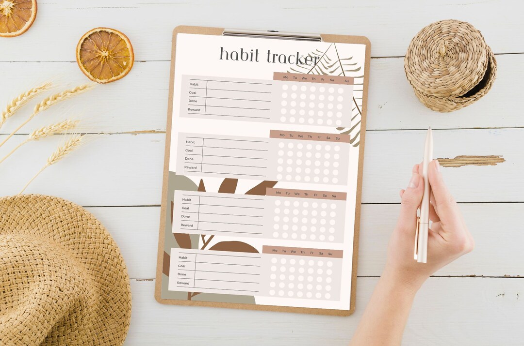 Boho Beige Habit Tracker Digital Download - Etsy