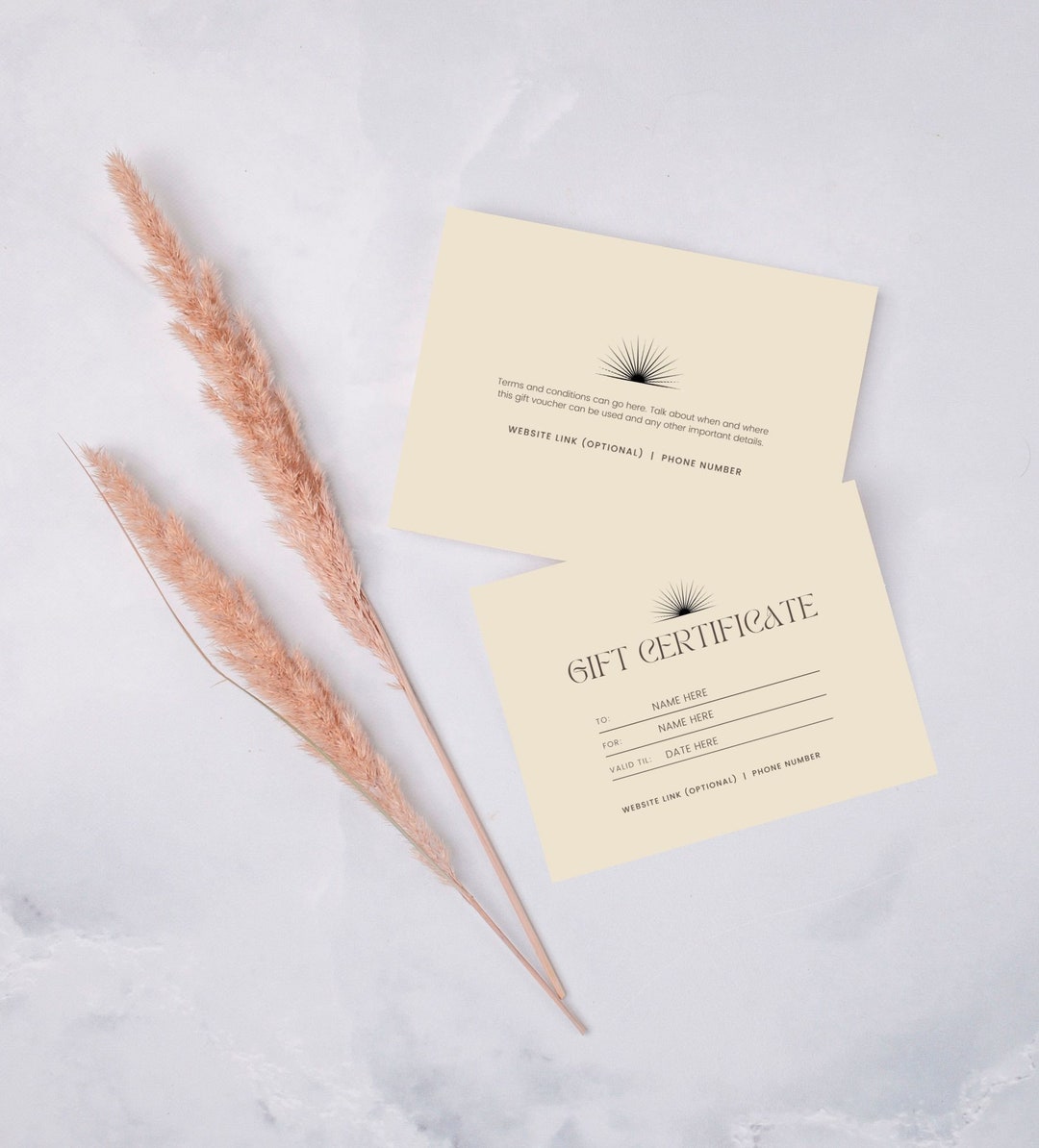 Neutral Boho Gift Certificate Editable Template - Etsy