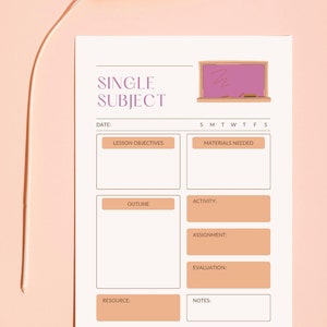 Weekly Lesson Planner Single Subject Weekly Attendance - Etsy
