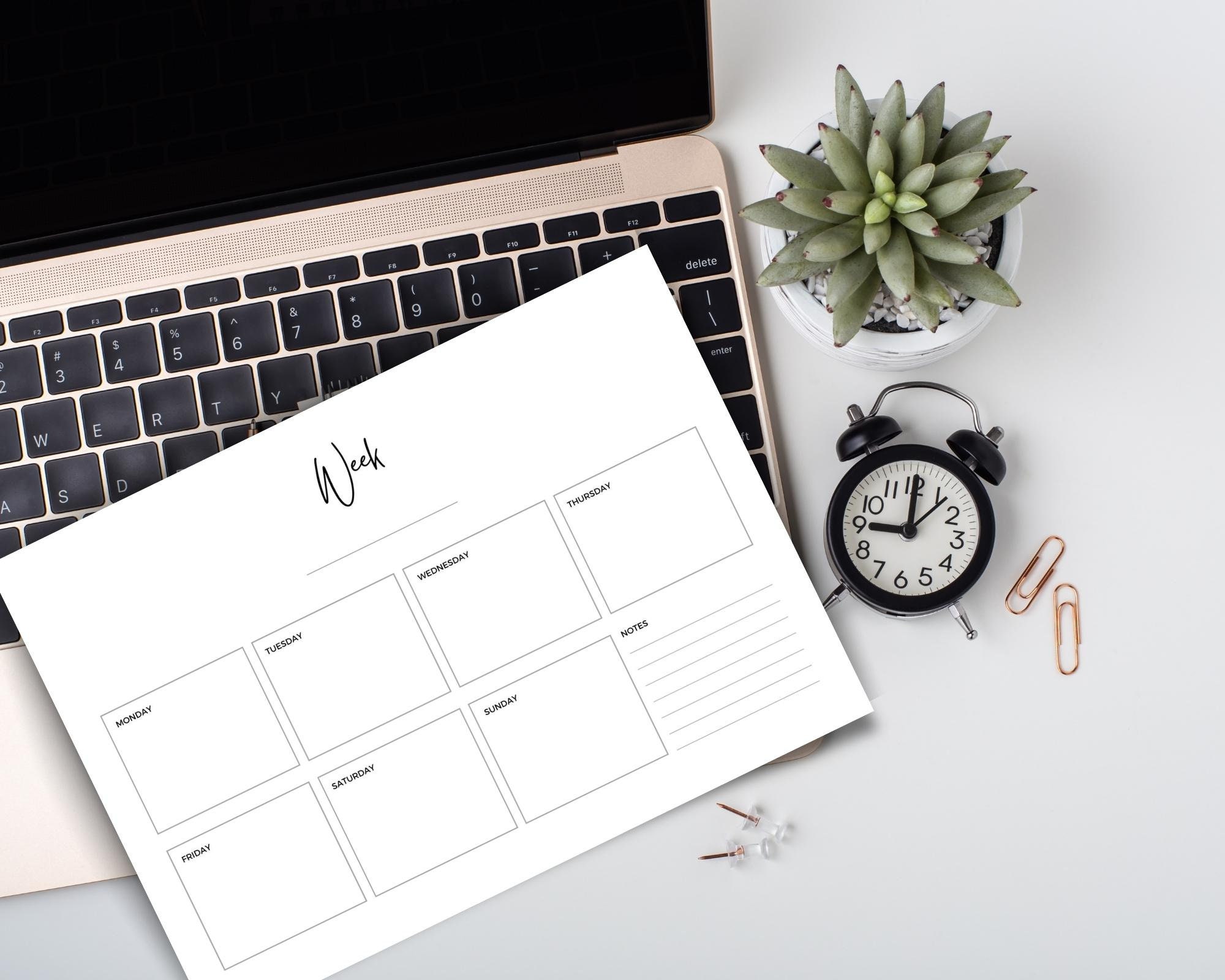 Blank Weekly Calendar for Instant Download / Perpetual Calendar SVG ...