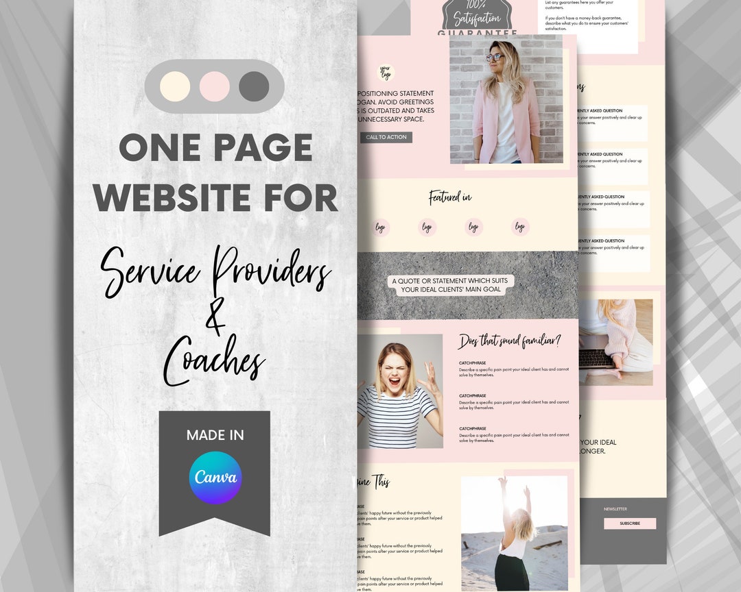 Canva One-page Website Template for Service Providers and Coaches ...