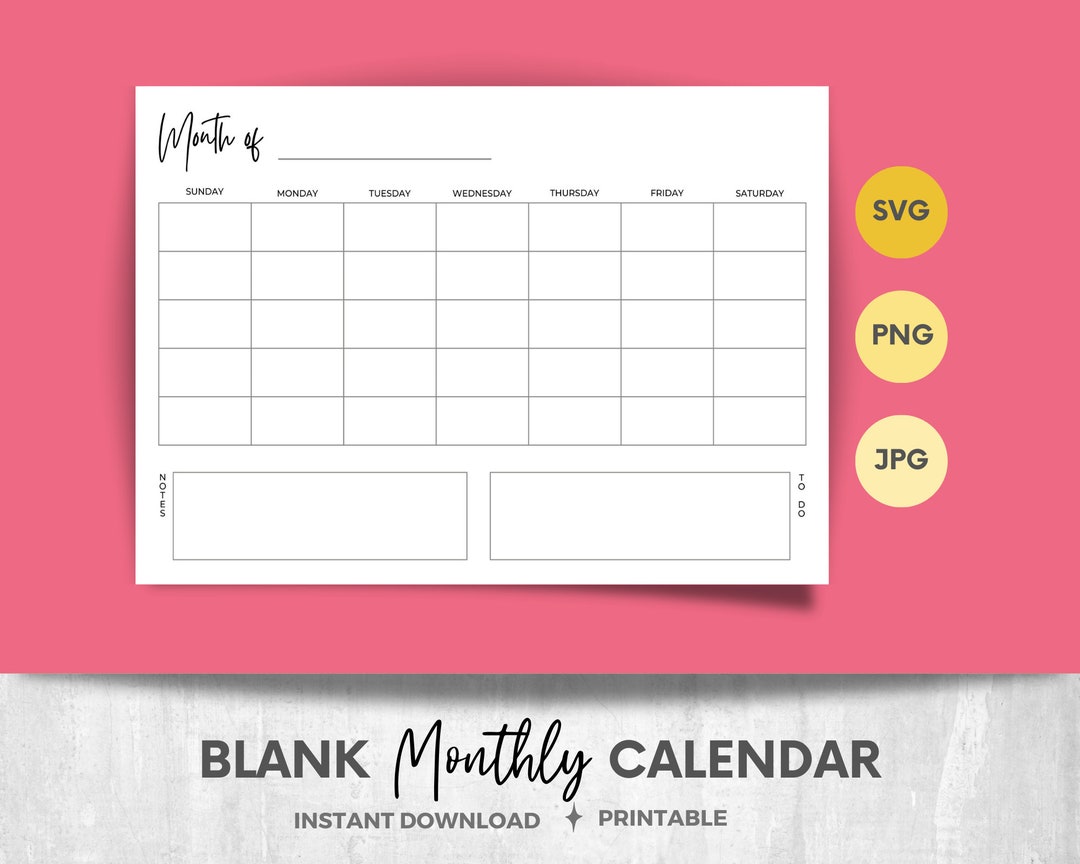 Reusable Perpetual Calendar / Blank Monthly Planner / Undated Simple ...