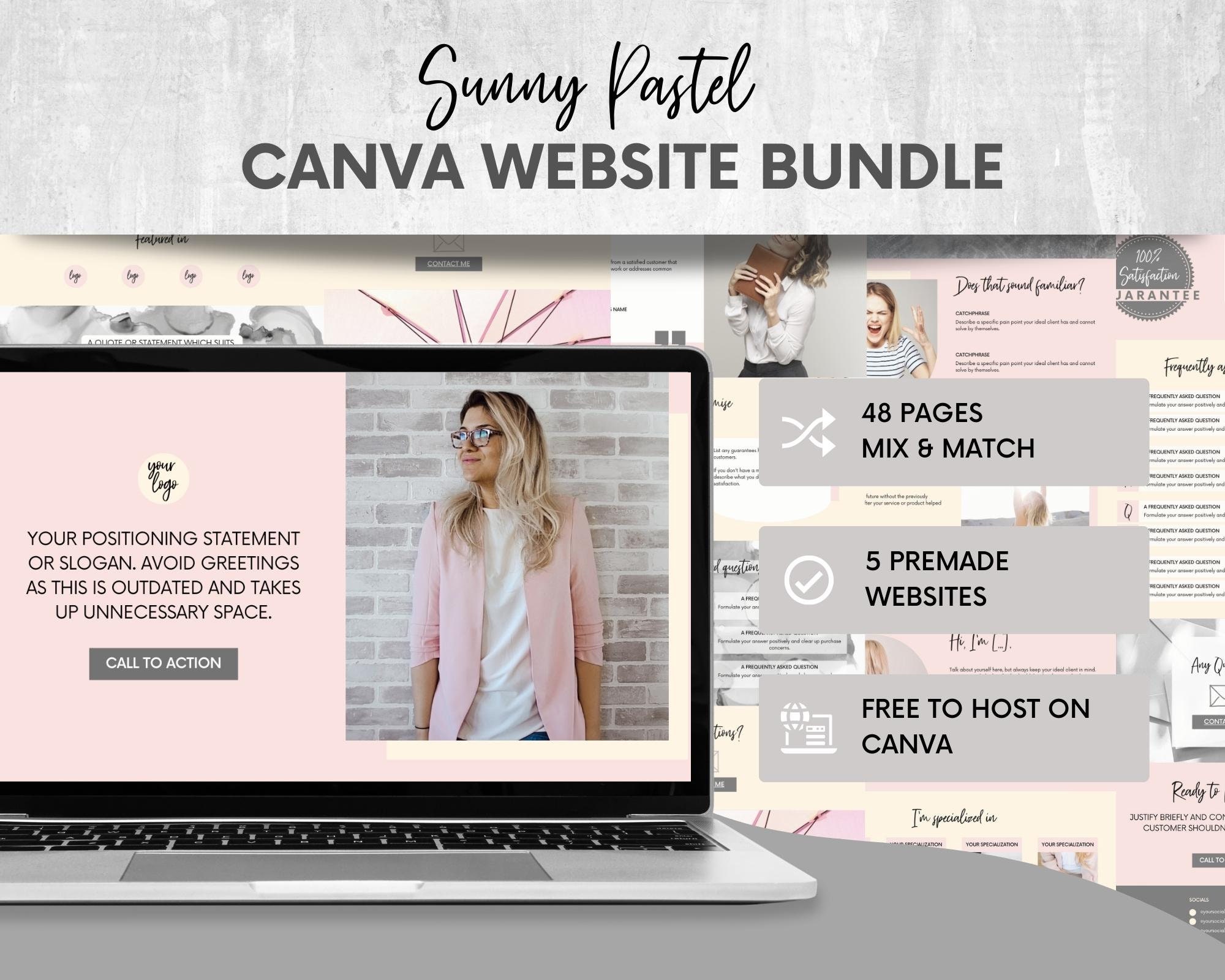 Canva One-page Website Template Bundle / Fully Customizable Canva ...