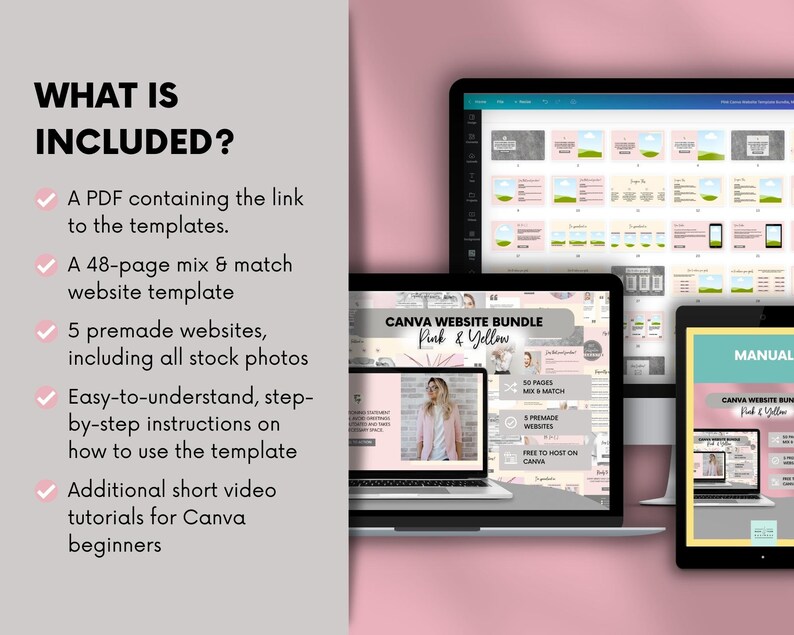 Canva One-page Website Template Bundle / Fully Customizable Canva ...