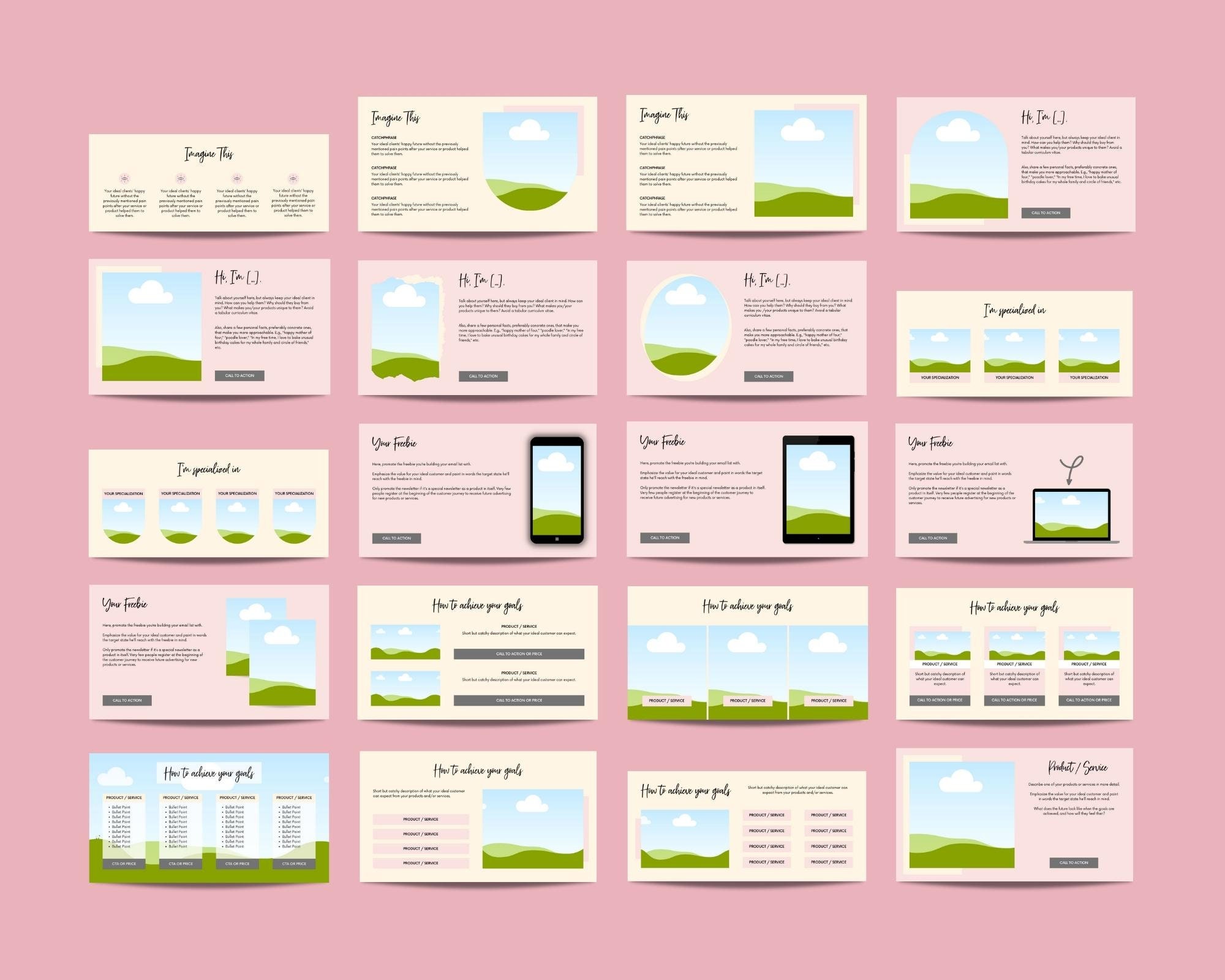 Canva One-page Website Template Bundle / Fully Customizable Canva ...