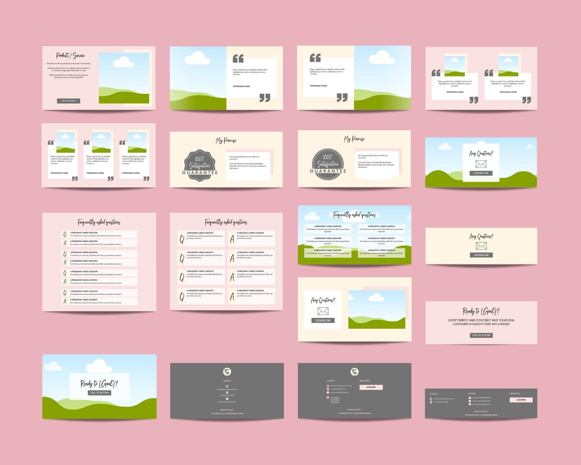 Canva One-page Website Template Bundle / Fully Customizable Canva ...