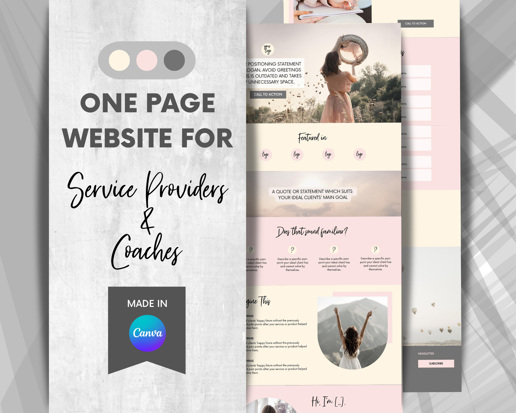 Canva One-page Website Template / Fully Customizable Portfolio - Etsy