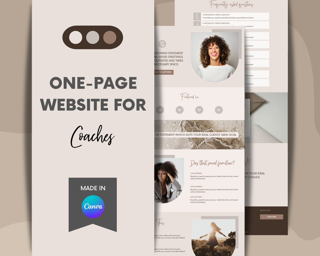 Canva One-page Website Template / Fully Customizable Portfolio Website ...