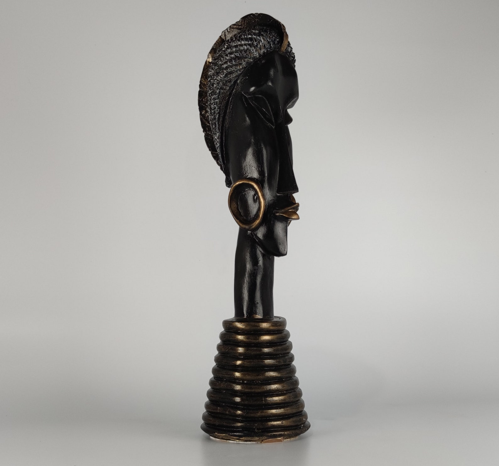 African Totem Pair Bust Statue, 18 Inches Ethnic Totem Sculpture, Woman ...