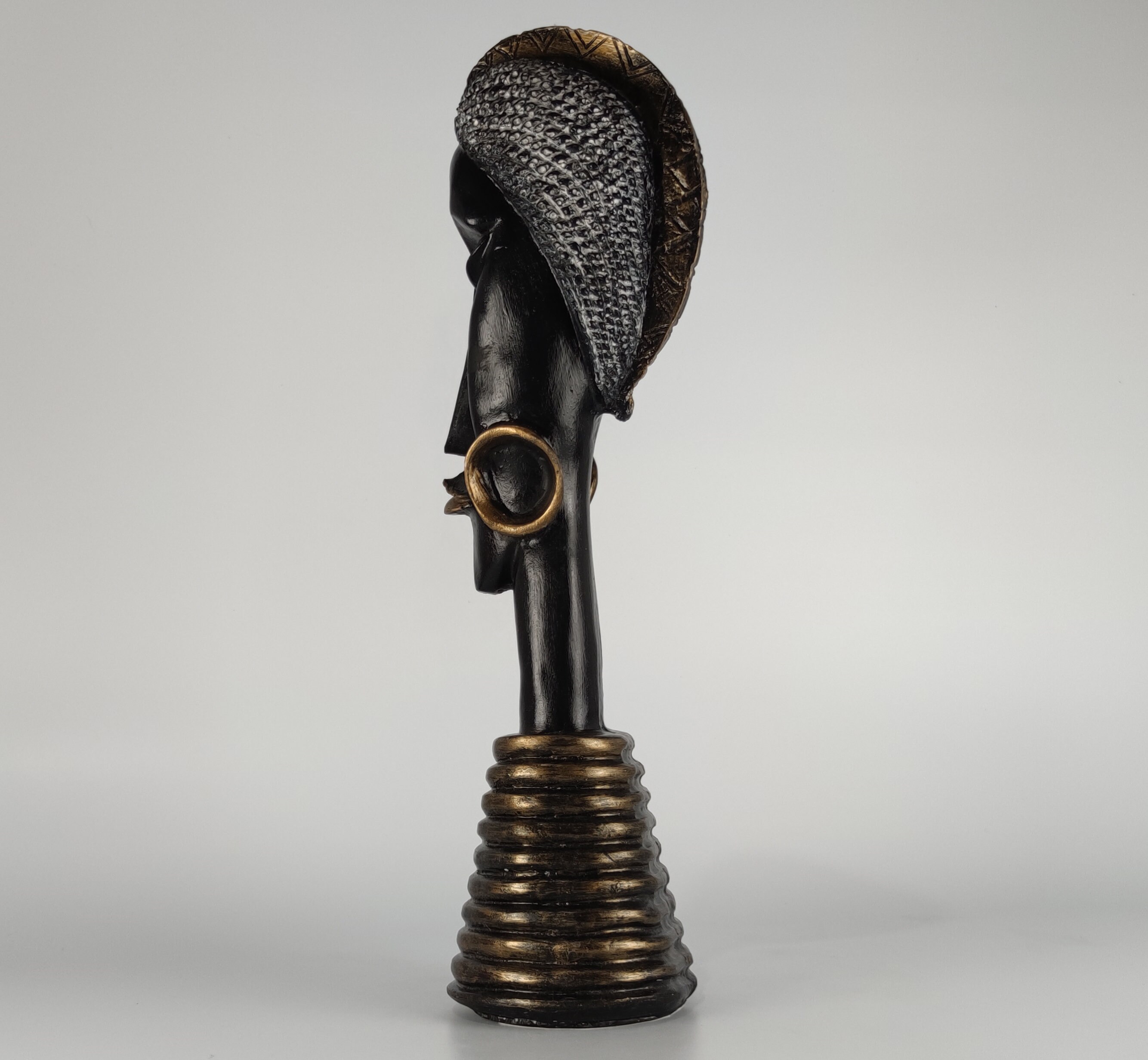 African Totem Pair Bust Statue, 18 Inches Ethnic Totem Sculpture, Woman ...