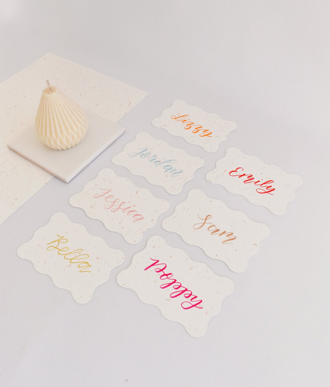 Wavy Edge Place Cards Pink Rose Gold Flake Cardstock Hand - Etsy Australia