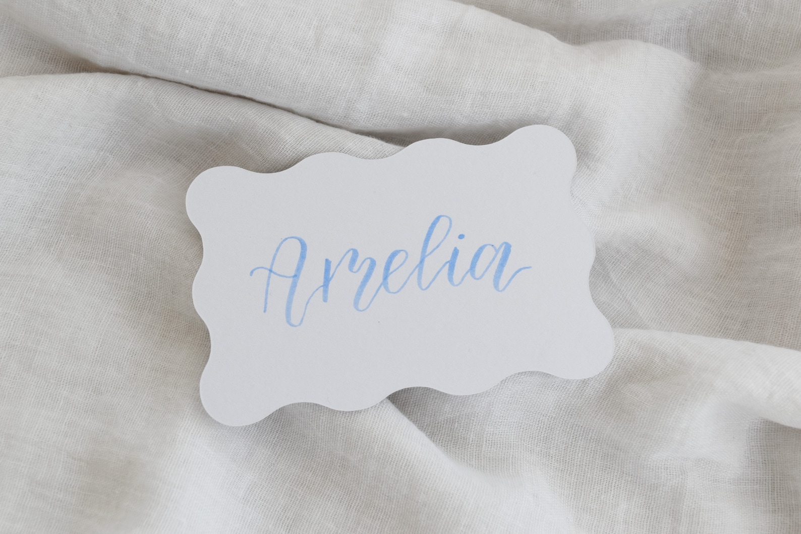 White Wavy Edge Place Cards Handwritten Calligraphy - Etsy