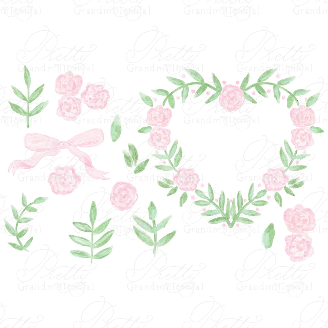 Watercolor Valentine's Day Clipart, Heart Rose Frame Clipart ...