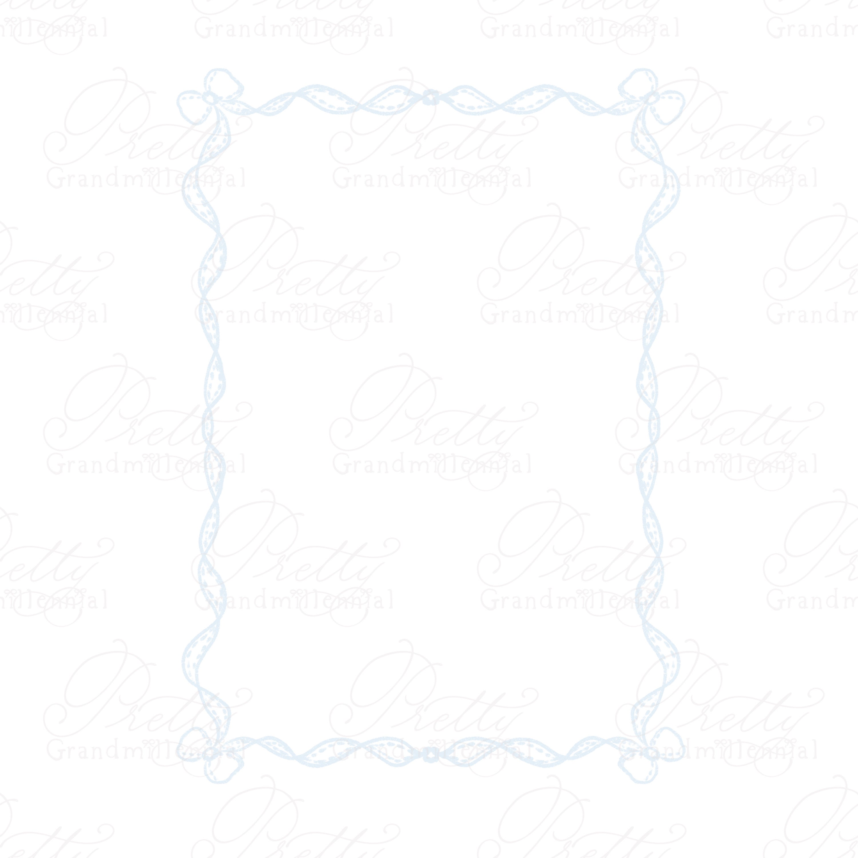Bows Ribbon Frame Clipart, Bow Frame Clipart, Grandmillennial Clipart ...