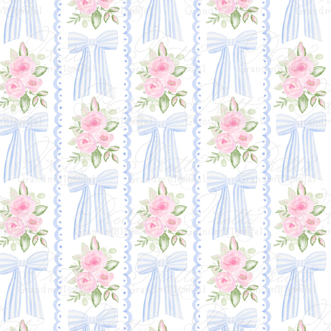Flowers Pattern, Grandmillennial Pattern, Watercolor Flowers Pattern ...