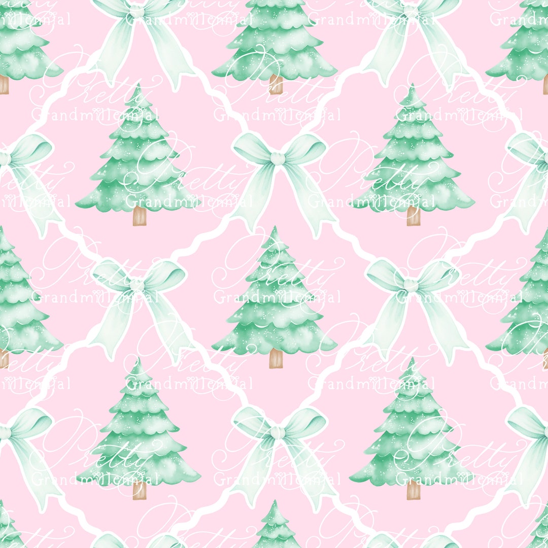 Christmas Tree Pattern, Grandmillennial Christmas Pattern, Christmas ...