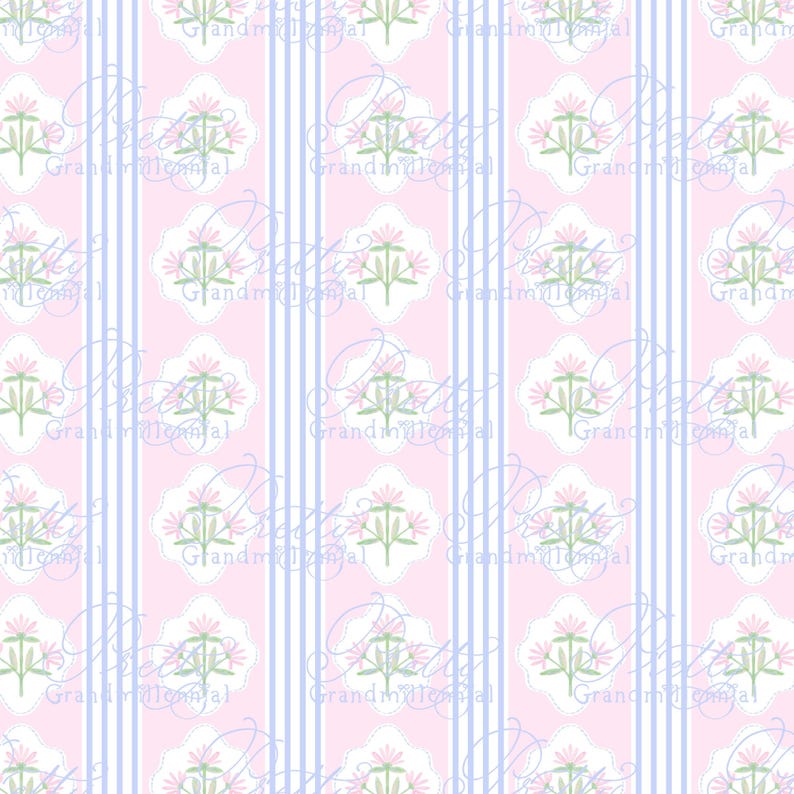 Spring Seamlesspattern, Grandmillennial Spring Pattern, Block Print ...