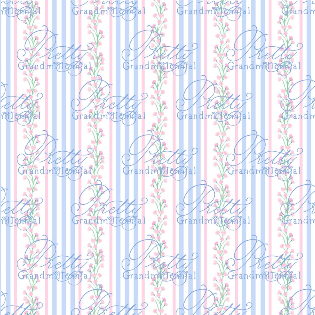 Preppy Pattern, Grandmillennial Pattern, Seamless Pattern, Floral ...