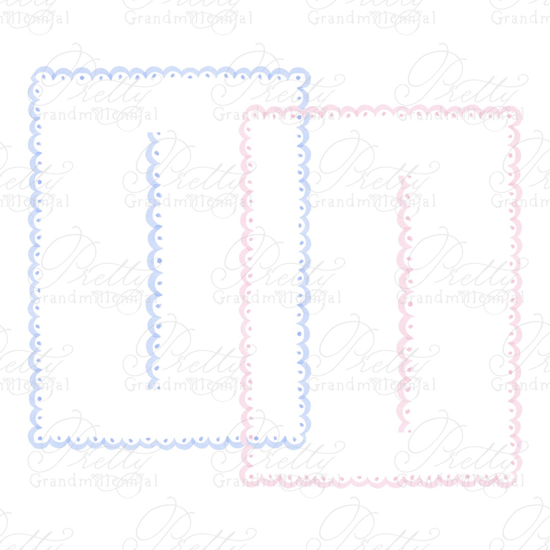 5x7 Scallop Frame, Grandmillennial Clipart, Frame Clipart, Scallop ...