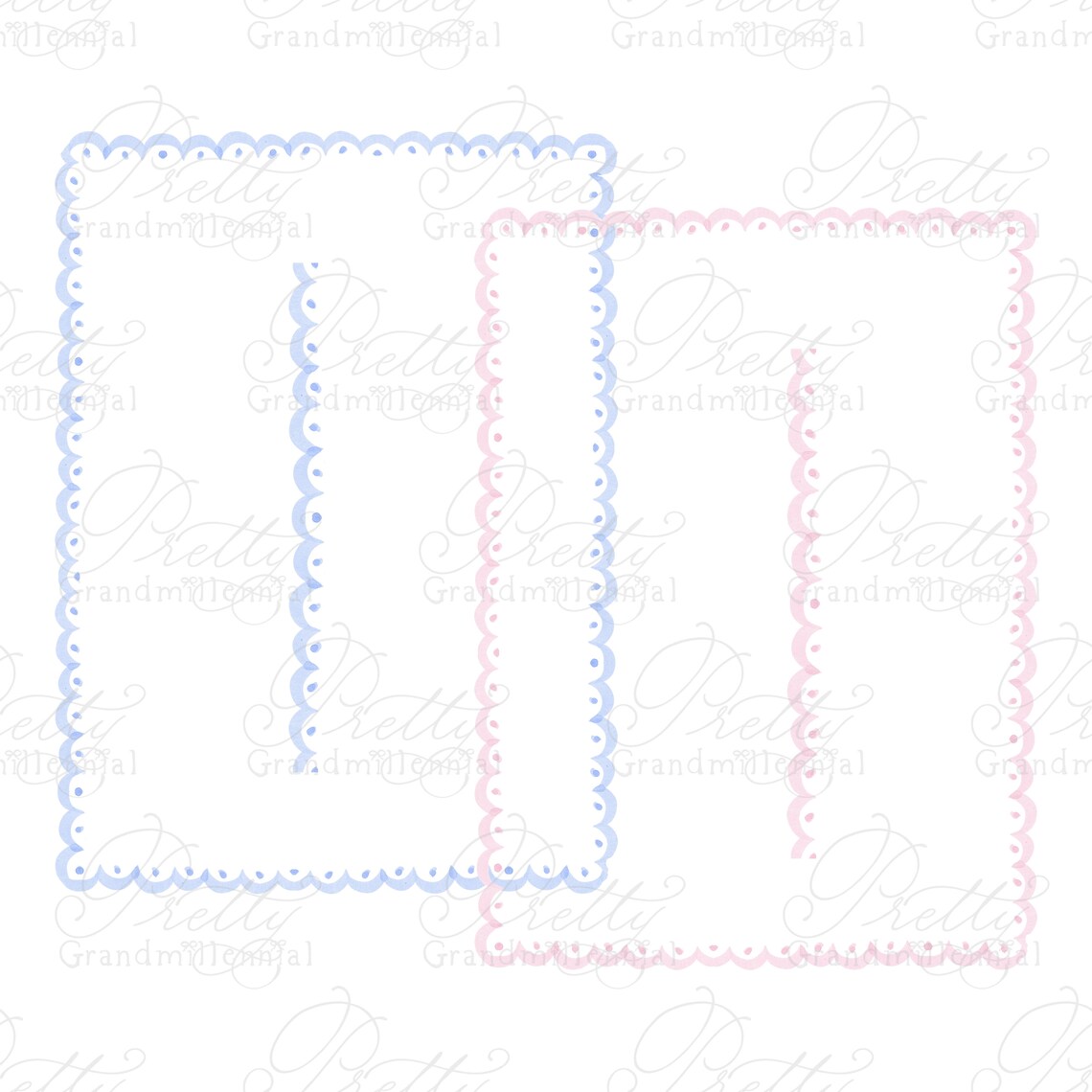 5x7 Scallop Frame, Grandmillennial Clipart, Frame Clipart, Scallop ...