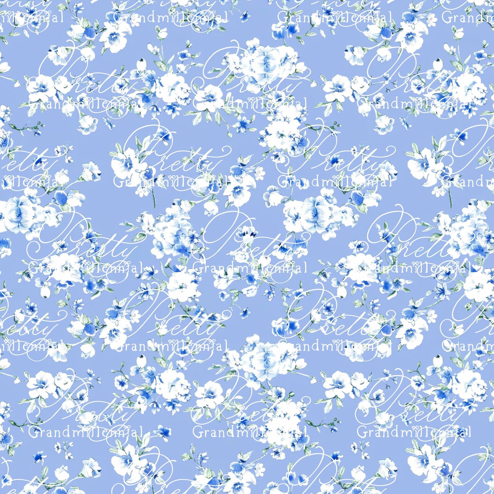Preppy Blue Floral Chinoiserie Pattern, Seamless Chinoiserie Print ...