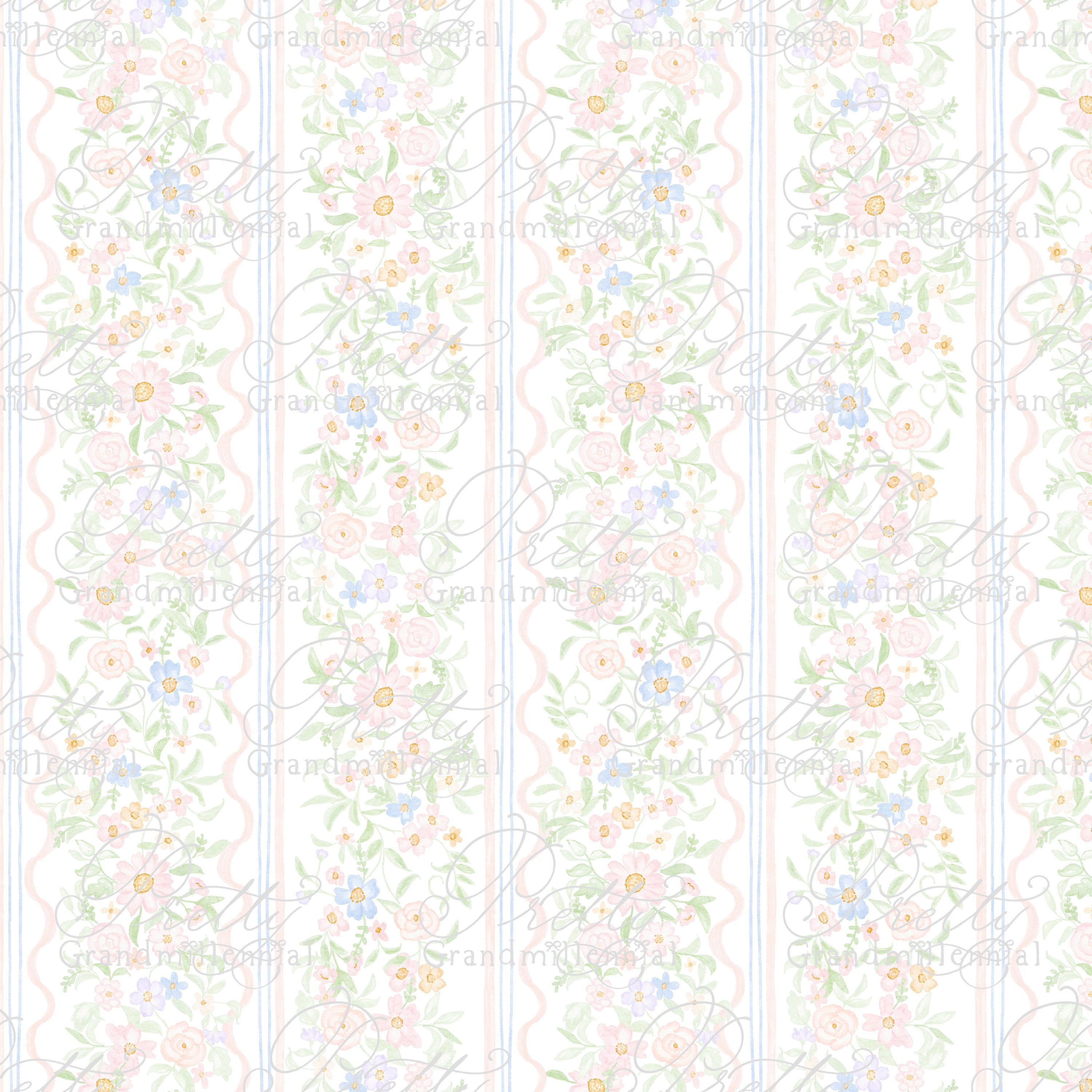 Watercolor Ditsy Floral Pattern, Cute Kawaii Ditsy Wildflower Pattern ...