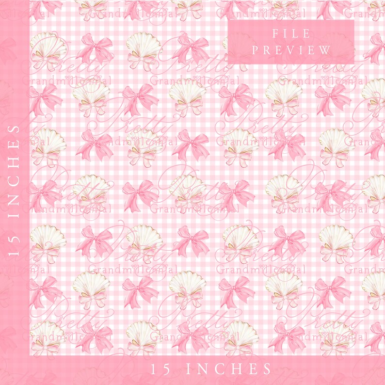 Beach Seashell Seamless Pattern, Preppy Pattern, Grandmillennial ...