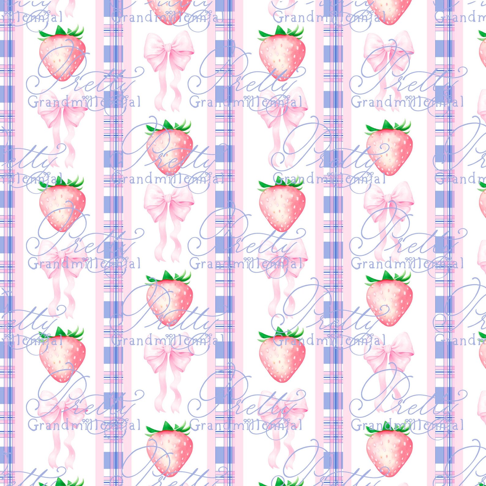 Strawberry Print, Summer Pattern, Grandmillennial Pattern, Strawberries ...