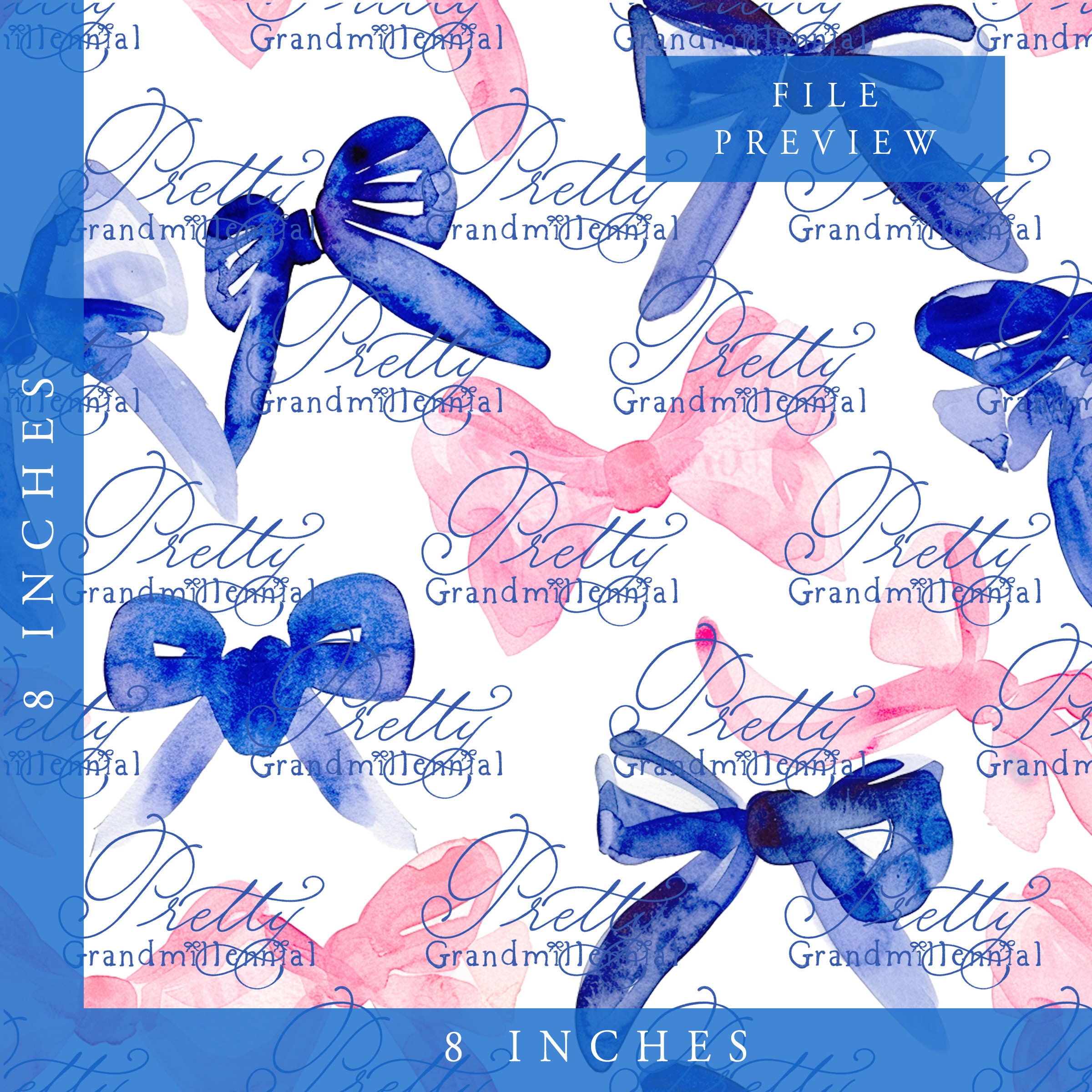 Watercolor Bows Pattern, Preppy Bows Pattern, Pink and Blue Bows ...